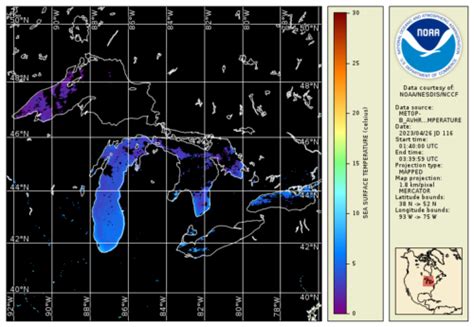 Sea Surface Temperature Sst Coastwatch Great Lakes Node