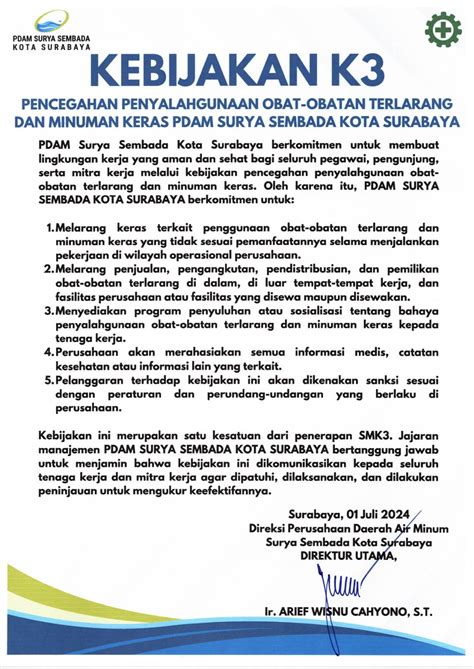 Sistem Informasi K3 Perumda Air Minum Surya Sembada Kota Surabaya