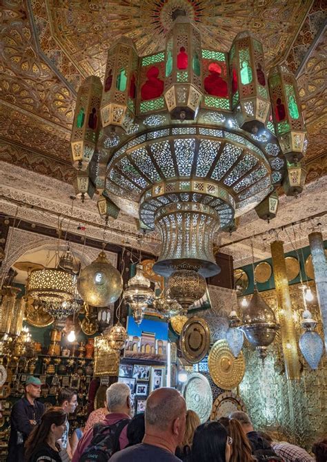 Tourists Ogle Glittering Goods In Fez Souk Editorial Photo Image Of