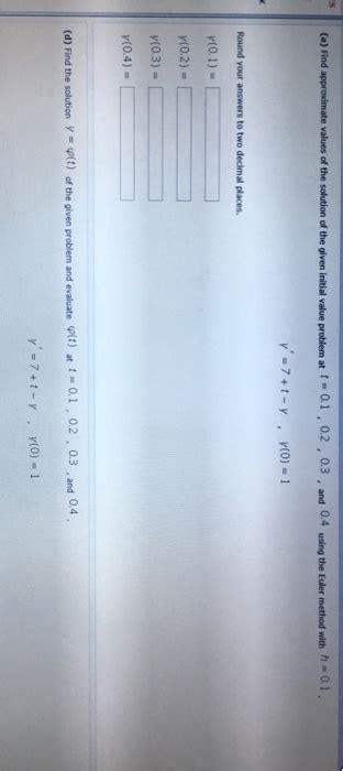 Solved A Find Approximate Values Of The Solution Of The Chegg