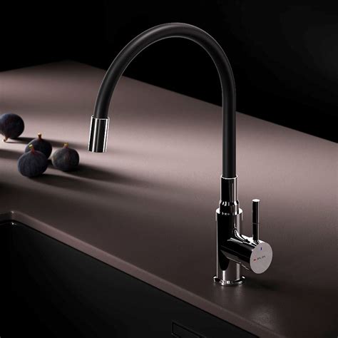 Смеситель для кухни Am Pm X Joy S F85b07602 высокий хром с черным гибким изливом купить в