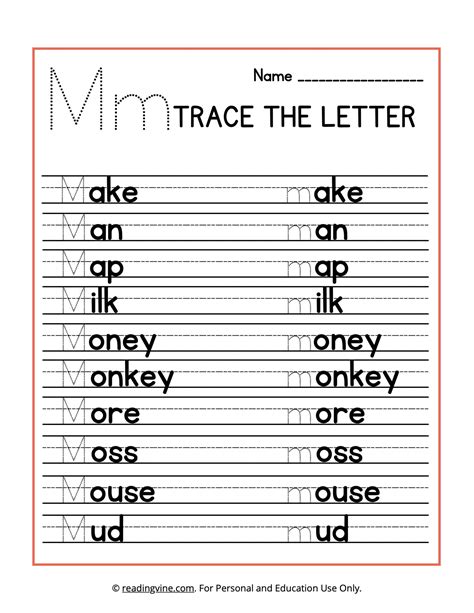 Trace The Beginning Letter M Image ReadingVine
