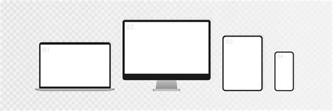 투명 한 배경에 고립 된 전자 장치 이랑 세트 Infographics 또는 프레젠테이션 Ui 디자인 인터페이스 벡터 일러스트 레이 션에 대 한 현실적인 컴퓨터 노트북 태블릿