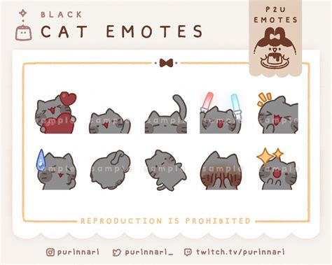 Black Cat Emote Bundle Of 10 P2u ⋮ Discordtwitchyoutube Etsy