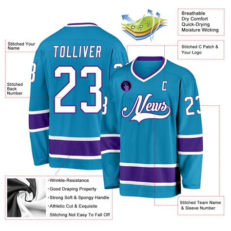 Custom Panther Blue White Purple Hockey Jersey Discount Fansidea
