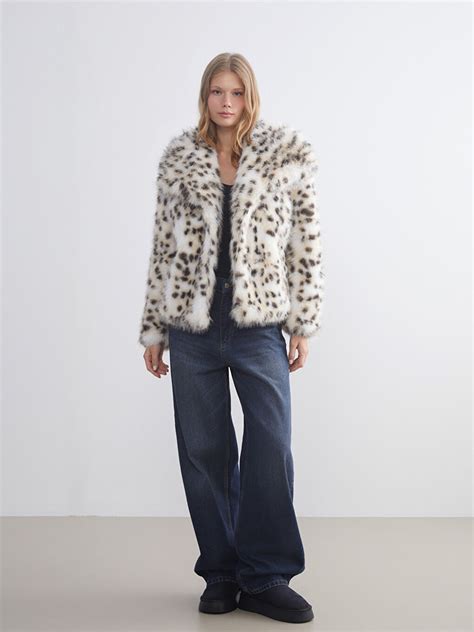 Xside Jacket Neck Leopard Print Womens Fur Coat W5gv74z8 Lqy Lc