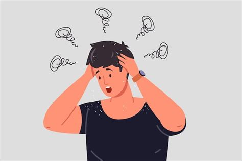 Premium Vector Itchy Head Nervous Man Scratching Scalp Of Hands