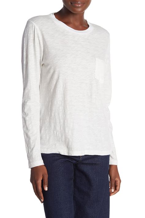 Madewell Long Sleeve Crew Neck T Shirt Regular And Plus In Optic White