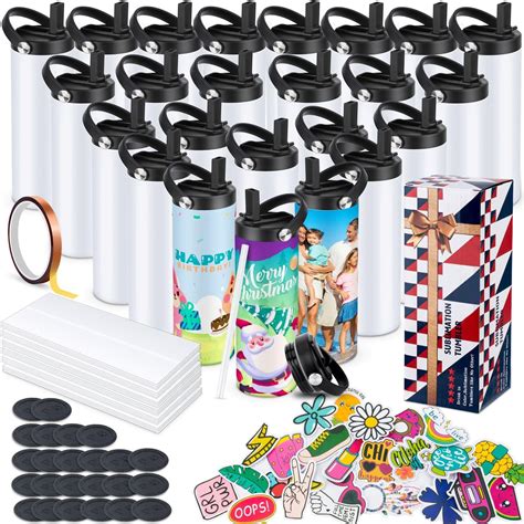12 Pack Sublimation Tumblers Flat Edge Blanks Skinny