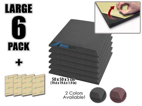 New 6pcs Bundle Flat Bevel Adhesive Backed Tile Acoustic Panels Sound