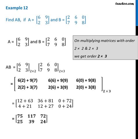example 12 find ab if a [6 9 2 3] b [2 6 0 7 9 8]