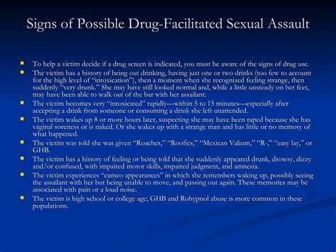 Drug Facilitated Sexual Assault Ppt