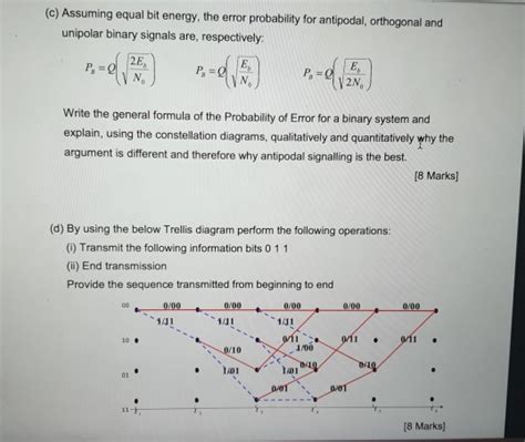 C Assuming Equal Bit Energy The Error Probability Chegg