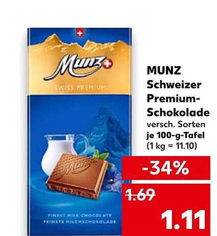 Munz Schweizer Premium-schokolade Angebot bei Kaufland - 1Prospekte.de