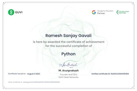 ramesh gavali on linkedin pythoncertified guvigeeknetwork