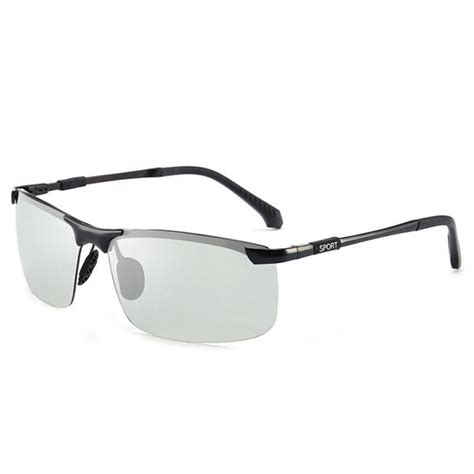 Mens Transition Photochromic Rimless Sunglasses Driving Shades Uv