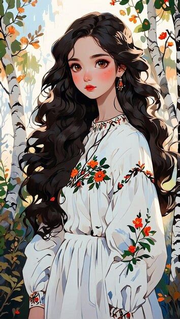 Premium Photo Pretty Slavic Girl In Traditional Dress With Embroidery