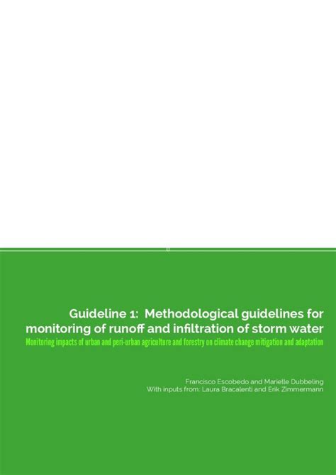 Guideline 1 Monitoring Of Runoff And Infiltration Of Storm Water