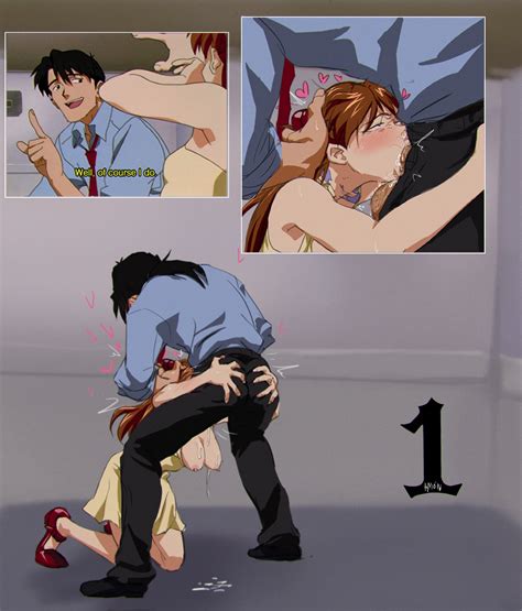 Souryuu Asuka Langley And Kaji Ryouji Neon Genesis Evangelion Drawn