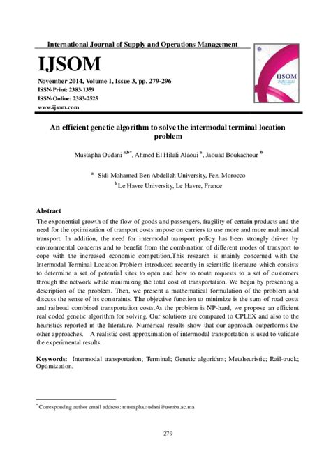 Pdf An Efficient Genetic Algorithm To Solve The Intermodal Terminal