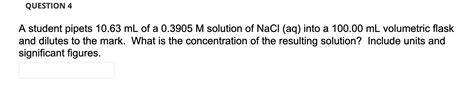 Solved A Student Pipets Ml Of A M Solution Of Chegg Com