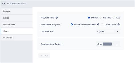 Gantt Chart Settings