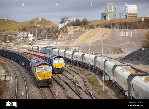 British Rail Class 66 66422 Leaving Cemex Dove Holes Quarry Into The