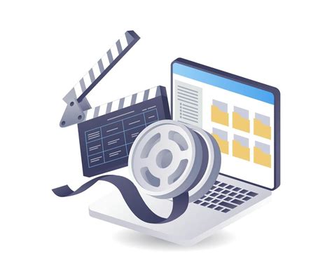 data folder movie editing technology infographic 3d illustration flat