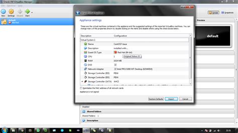 Installing Importing Centos 7 Base Of Ova File Format On Virtual Box