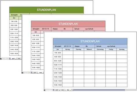 Stundenplan Excel Vorlagen Für Jeden Zweck