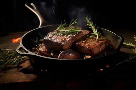 Premium Photo Garlic Rosemary Steak Skillet