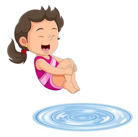 Premium Vector Girl Diving Into Water To Swim On Vacation Day