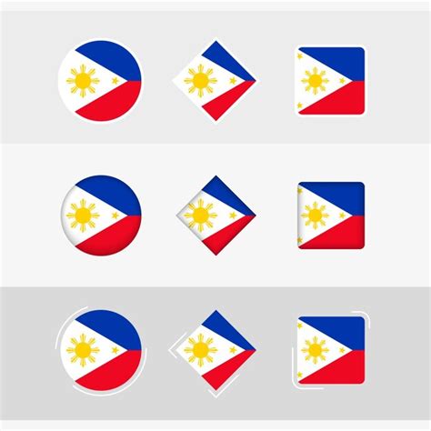 Ícones da bandeira das filipinas definem o vetor da bandeira das filipinas Vetor Premium
