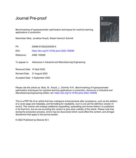 Pdf Benchmarking Of Hyperparameter Optimization Techniques For Machine Learning Applications