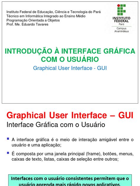 Introdução A Graphical User Interface Pdf Interfaces Gráficas Do