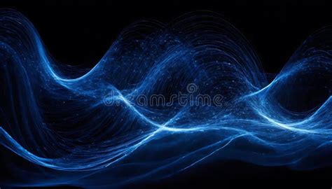 Mesmerizing Abstract Digital Waveforms Glowing In Blue Light Stock Illustration Illustration