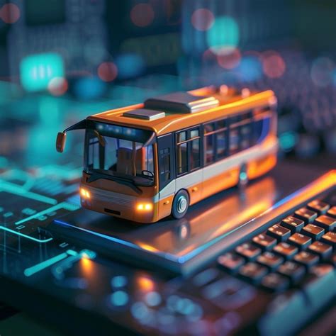 Digital City Bus On A Computer Screen Premium Ai Generated Image