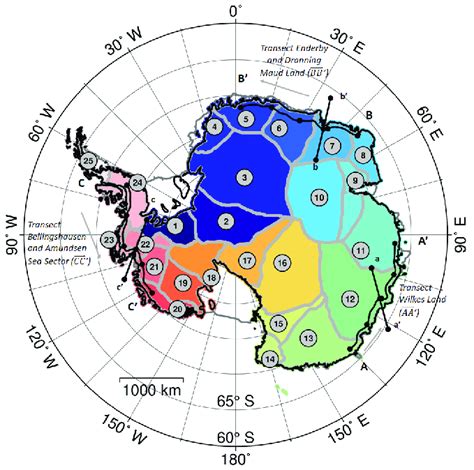 Definition Of Antarctic Drainage Basins And Transects Used For The