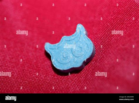 Blue Ecstasy Owl Pill With Mdma Very Strong Dope Close Up Background