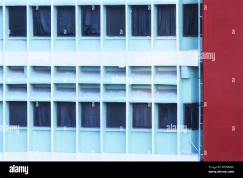 Tall Building Background Side Of The Building With Blue Tones For