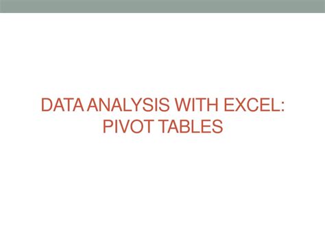 ppt excel pivot tables for data analysis powerpoint presentation