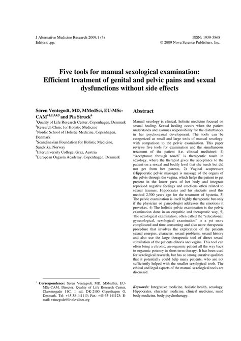 PDF Five Tools For Manual Sexological Examination Efficient Treatment Of Genital And Pelvic