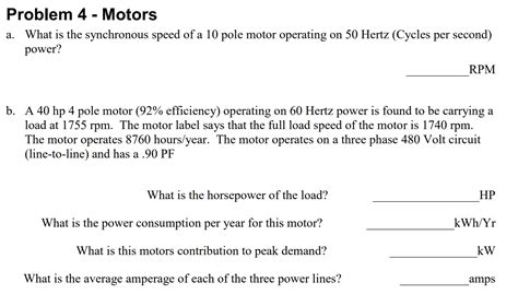 Solved Problem Motors What Is The Synchronous Speed Of A Chegg