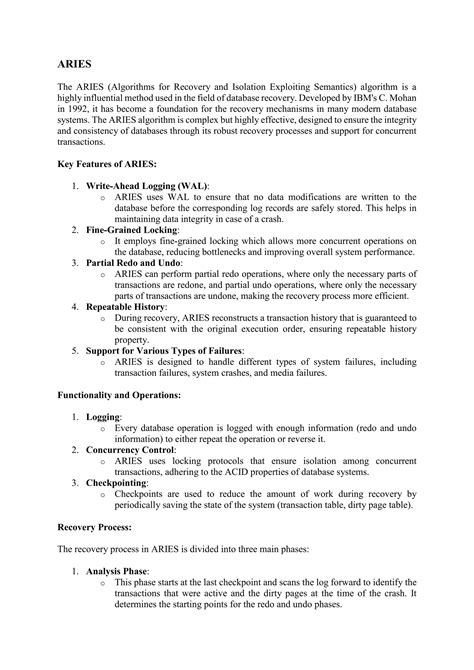 Algorithm For Recovery And Isolation Exploiting Semantics Aries Pdf