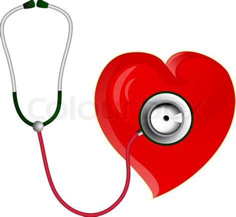 Red Heart With Stethoscope Stock Vector Colourbox