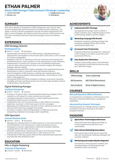 Crm Manager Cv Examples And Guide For 2025