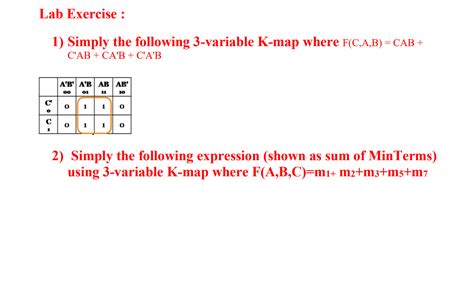 solved 1 simply the following 3 variable k map where
