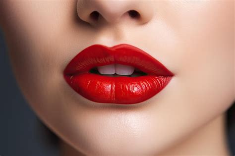 Premium Photo Woman Lips Closeup Red Lipstick Makeup Beautiful Mouth
