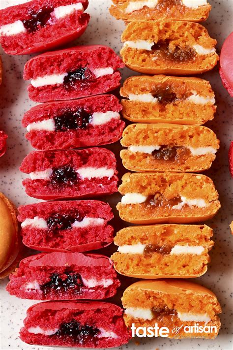 French Macarons With White Chocolate Ganache And Jam Taste Of Artisan