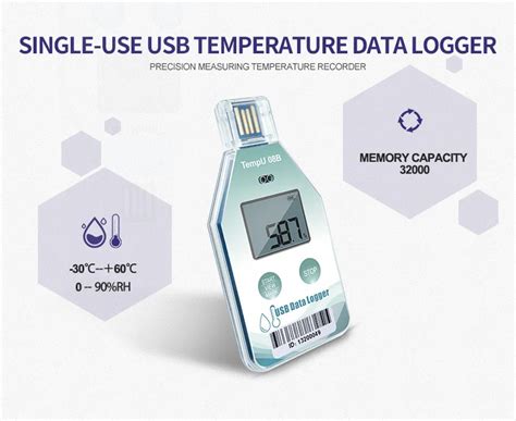single use cold chain data logger usb temperature thermometer with lcd